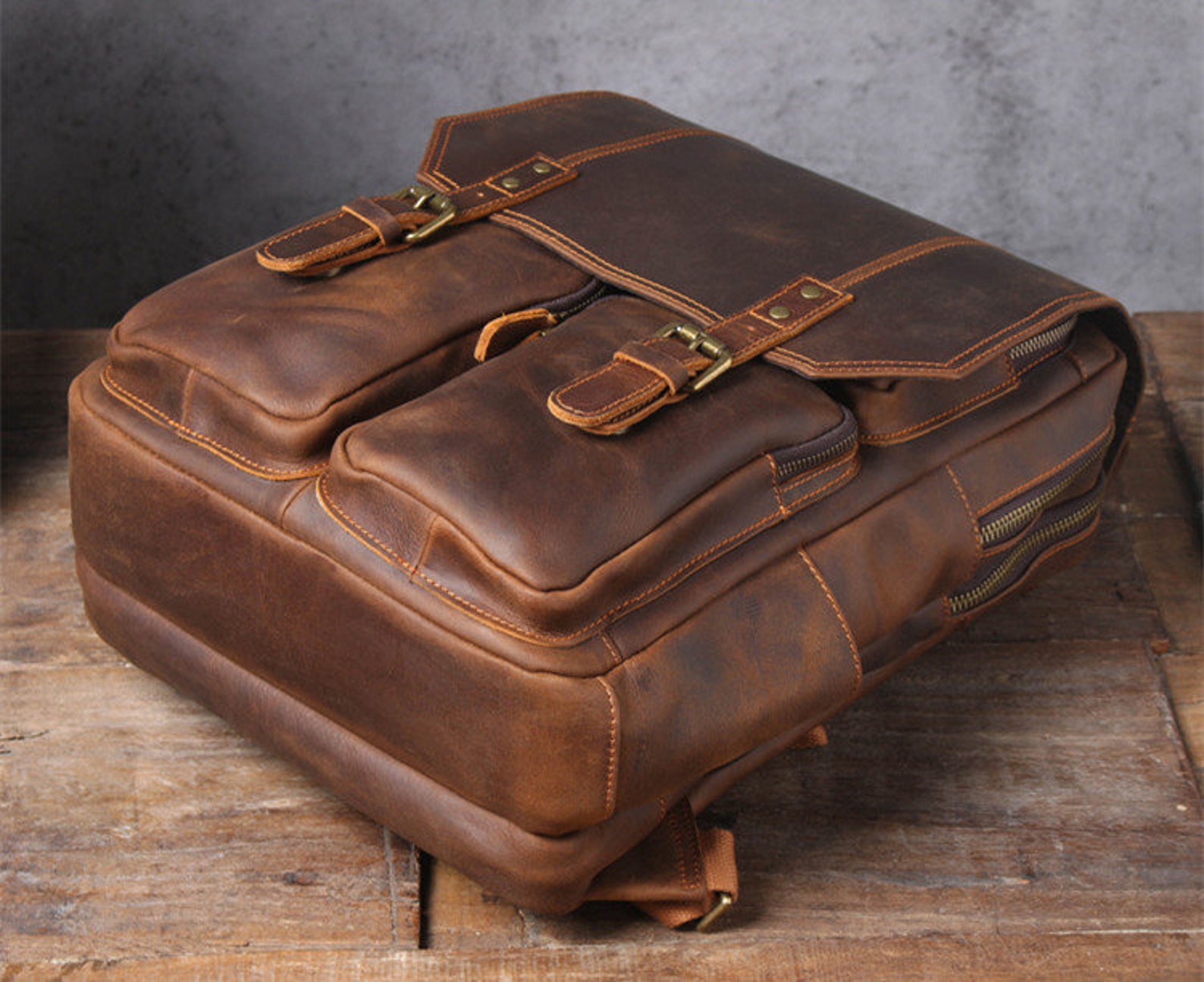 Personalized Daily Backpack Handmade Full Grain Leather - Etsy