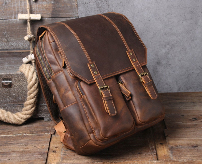 Personalized Daily Backpack Handmade Full Grain Leather - Etsy
