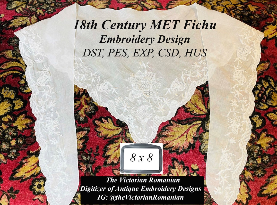 18th Century FICHU Machine Embroidery Design - DIGITAL DESIGN - Etsy