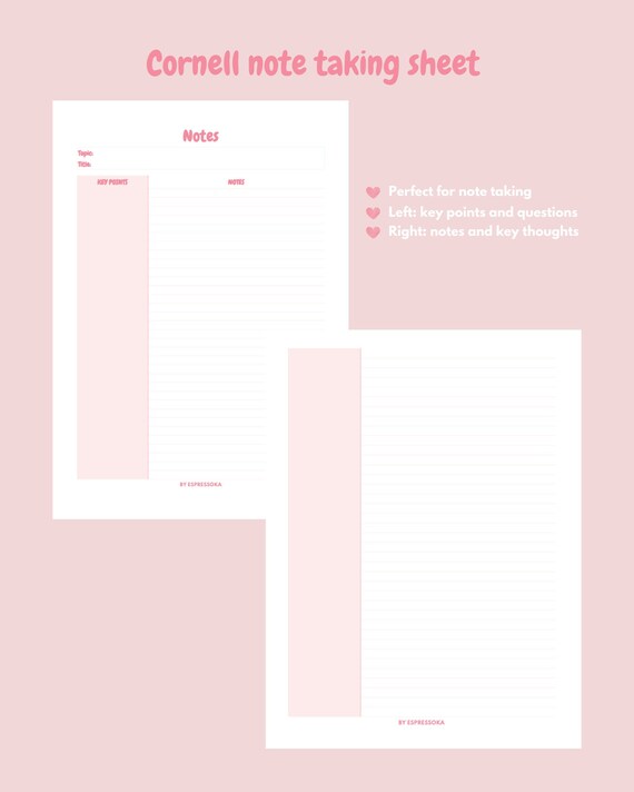 Cornell Note-taking Template | Etsy
