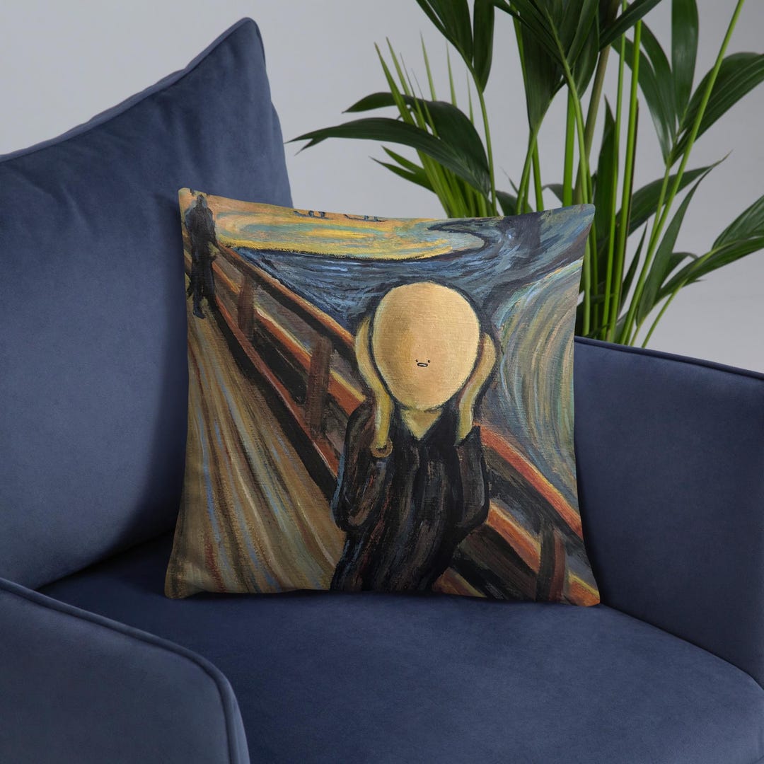 Cute the Scream Parody Pillow – Quirky Art Throw Cushion – Fun Cartoon ...