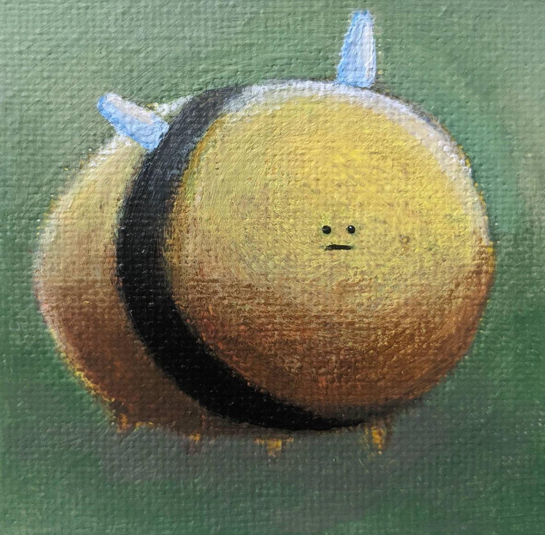 Bumble Bee Art Print, Yellow and Green Painting and Quirky Decor - Etsy