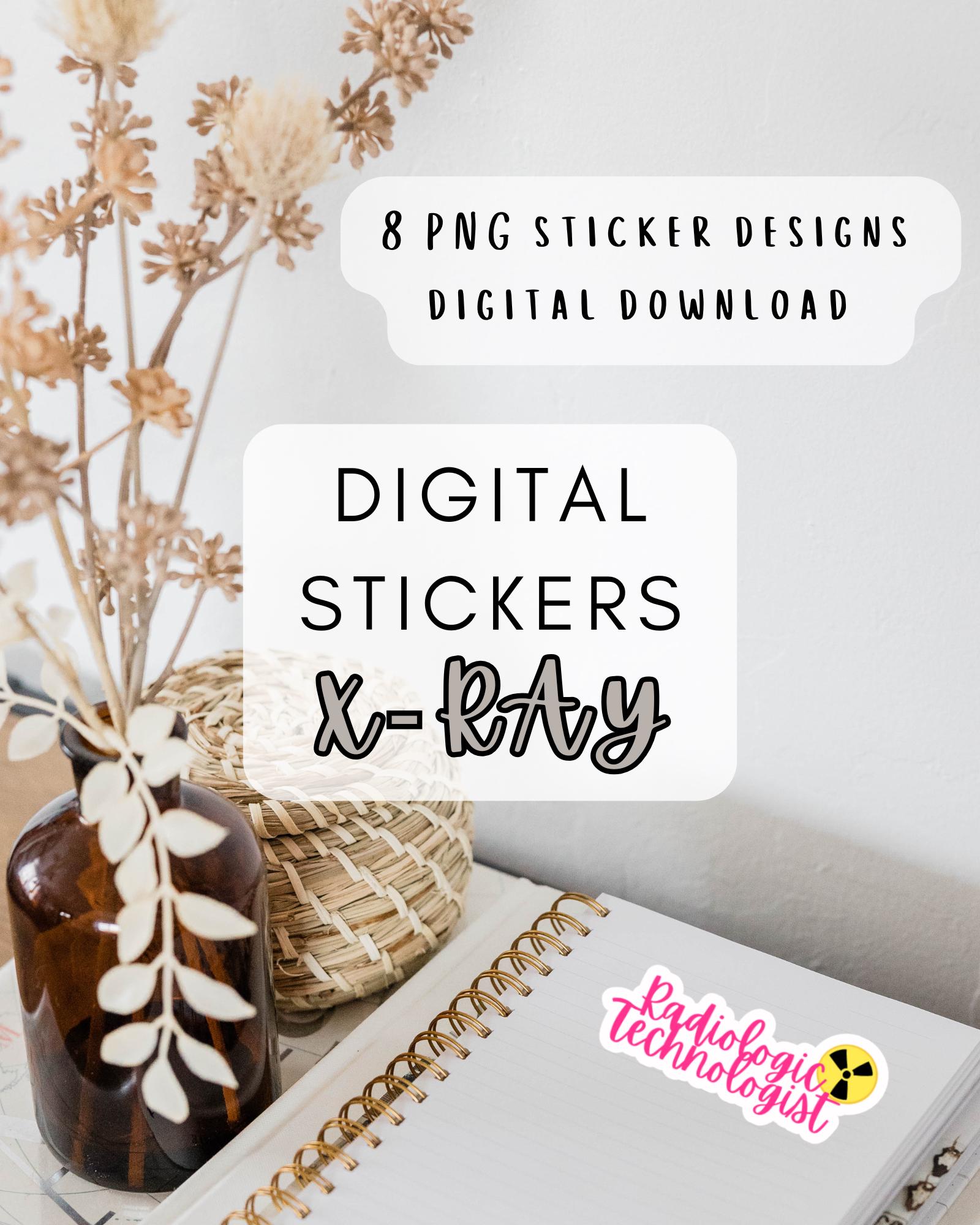 X-ray Design Stickers, 8 PNG Digital Stickers, Radiology Stickers, X ...