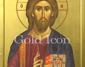 22k Gold Leaf Icon of the Lord Jesus Christ Byzantine Icon - Etsy