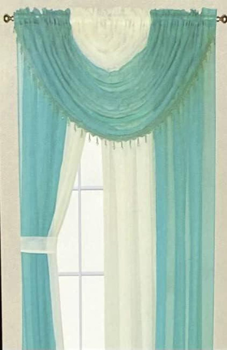 YHSF Sheer Curtains 4 Panel Set 84 Inches Long Elegant Valances With ...