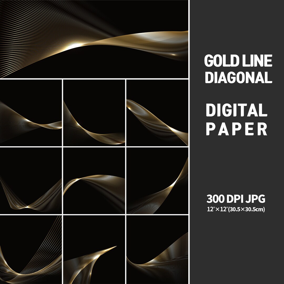 Gold Line Gold Collection, Line Art Modern Clipart Digital Clipart ...