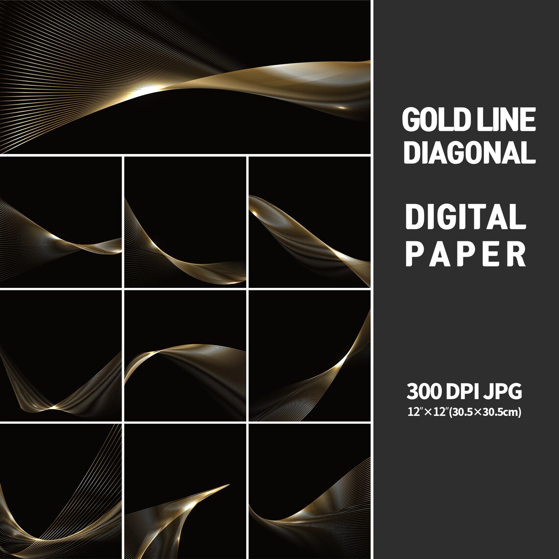 Gold Line Gold Collection, Line Art Modern Clipart Digital Clipart ...