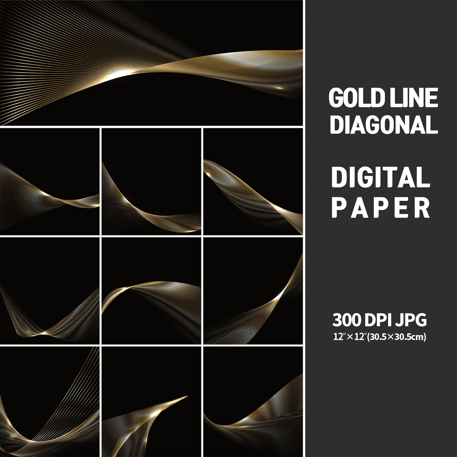 Gold Line Gold Collection, Line Art Modern Clipart Digital Clipart ...