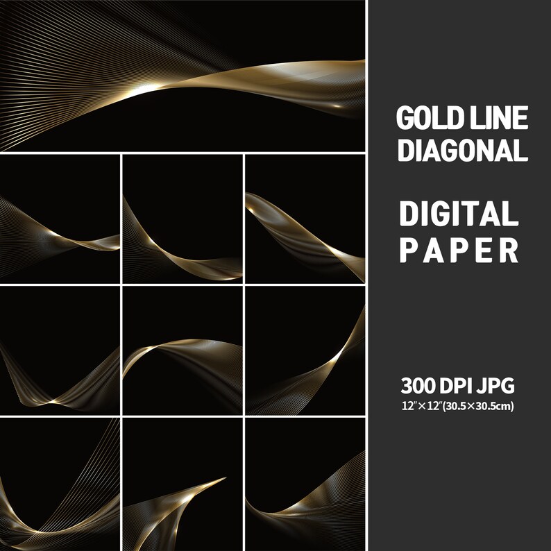 Gold Line Gold Collection, Line Art Modern Clipart Digital Clipart ...