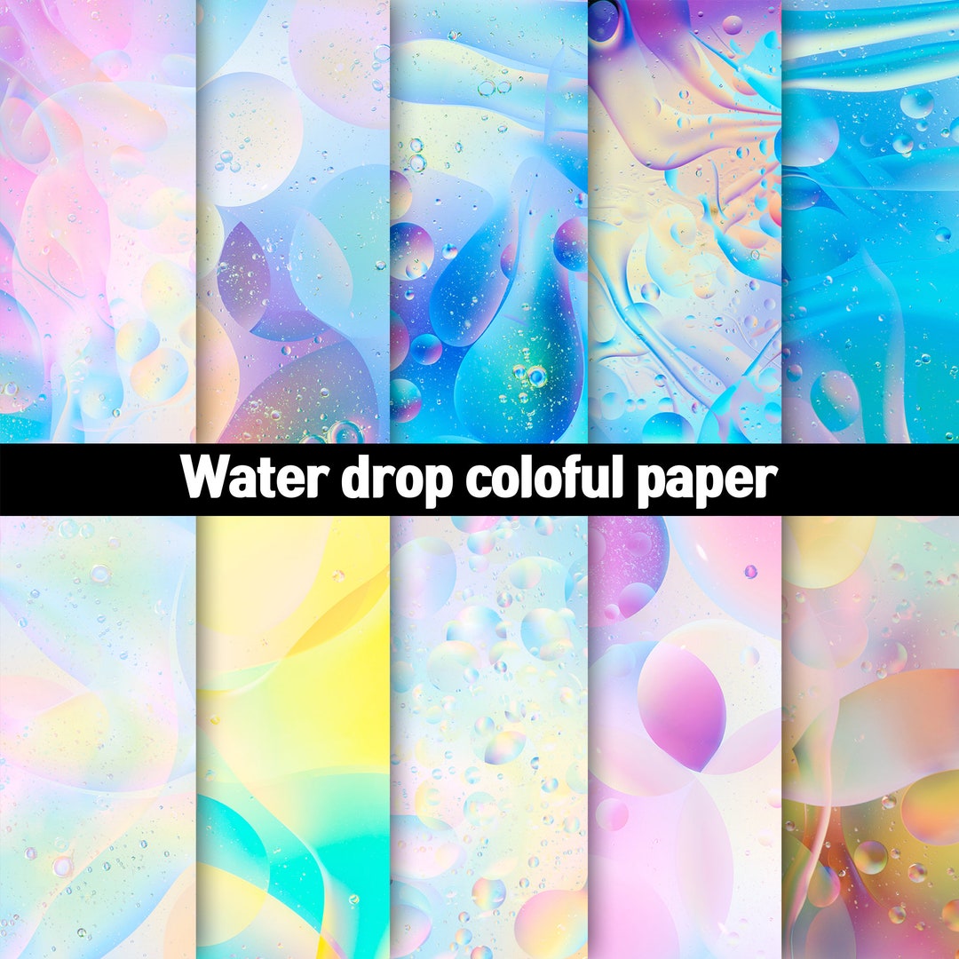 Water Drops Papers, Rainbow Colors Water Colour Drop Splash Background ...