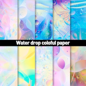 Water Drops Papers, Rainbow Colors Water Colour Drop Splash Background ...