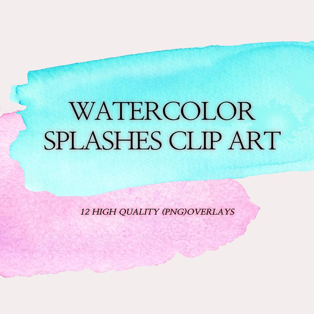 Watercolor Brush Strokes, Coloful Watercolor Splashes Clip Art, Blots ...