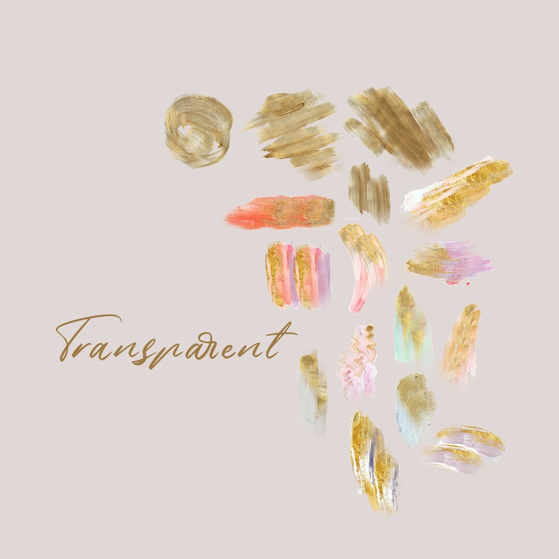 Gold Watercolor Splash and Brush Stroke Clipart Png Textures. Paint ...