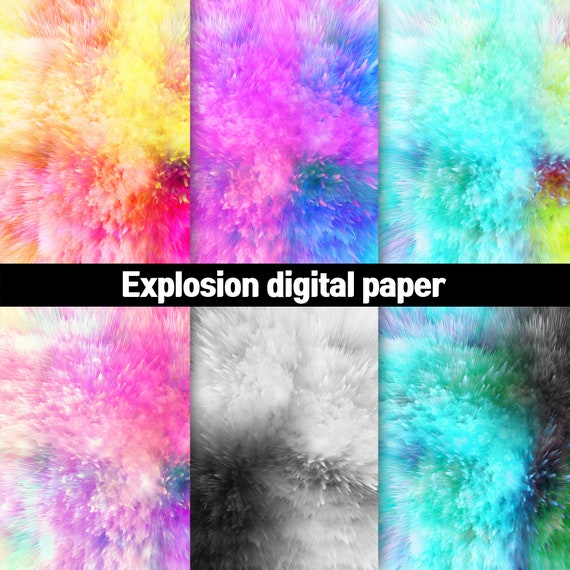 Watercolor Digital Paper Explosion of Colored Powder | Etsy