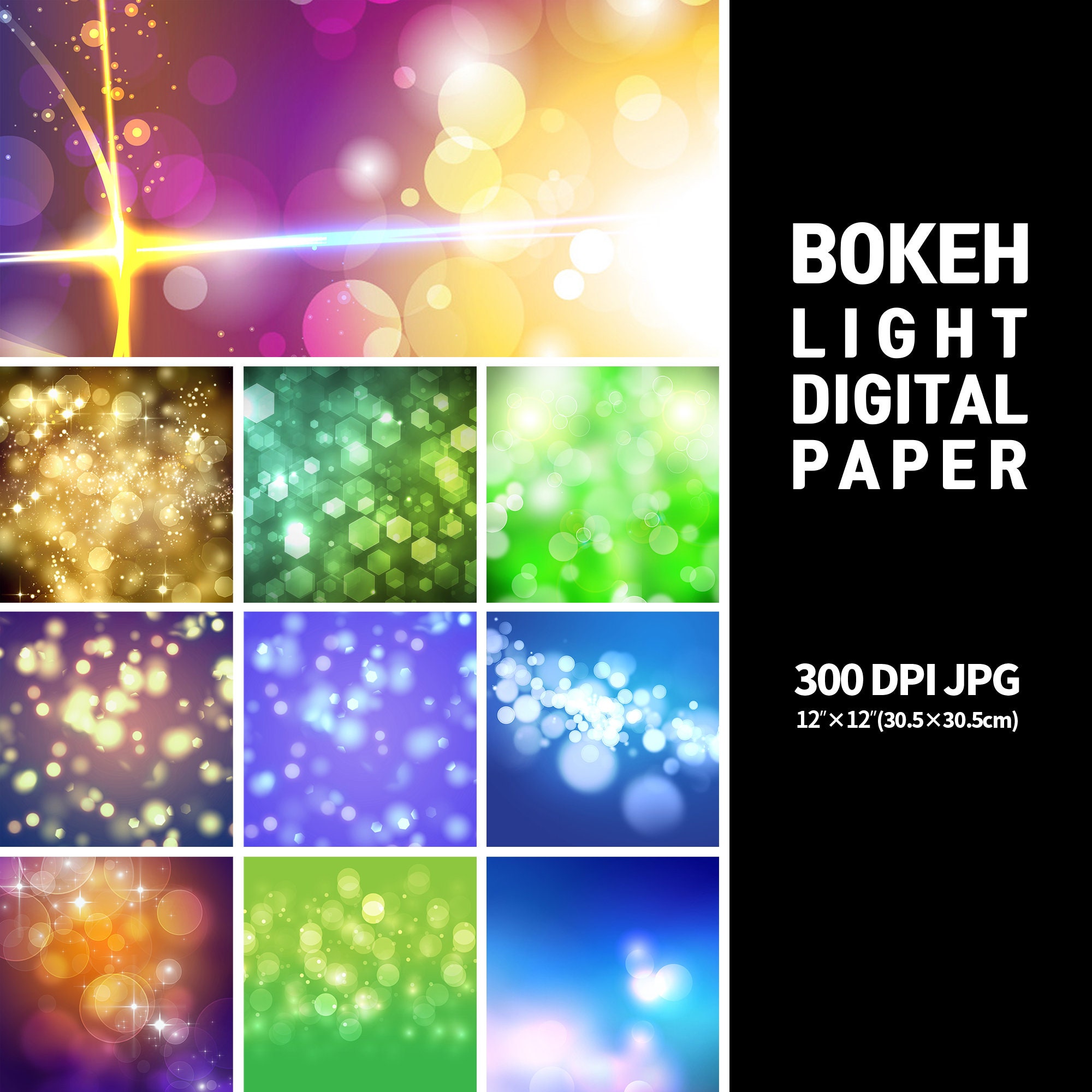 Bokeh Light Digital Paper Glitter Light Clipart Digital - Etsy