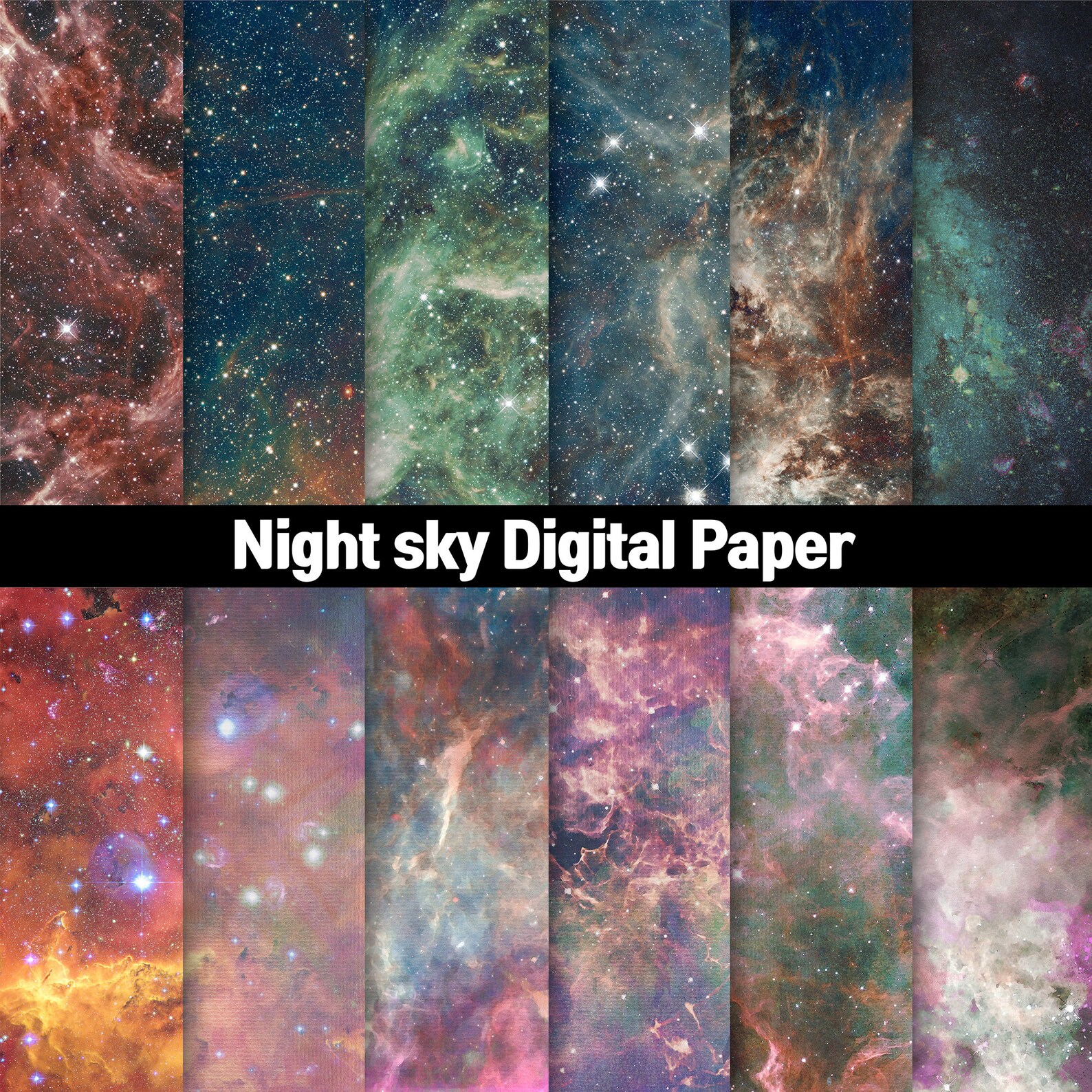 Cosmic Paper, Watercolor, Galaxy Digital Paper, Space Background, Star ...
