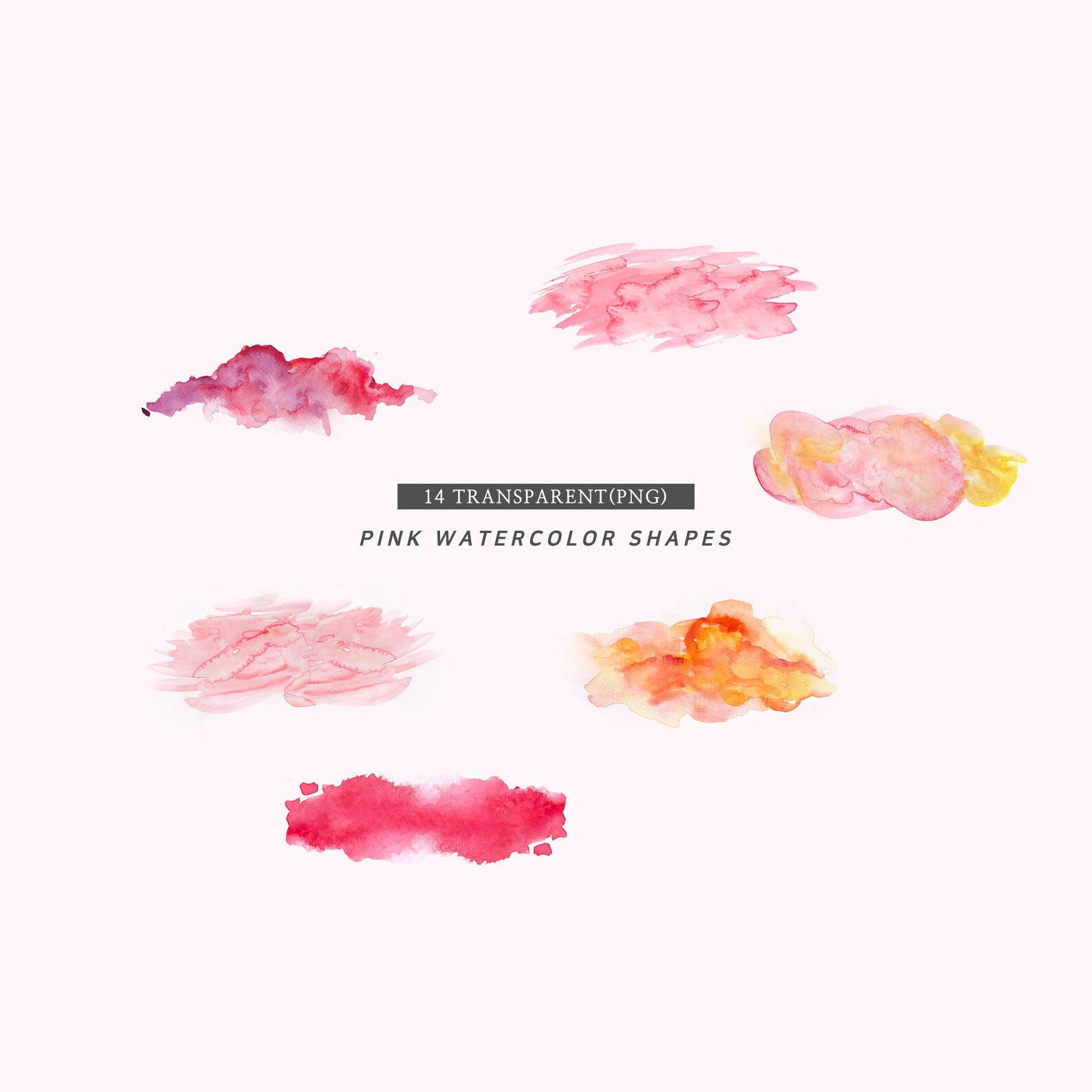Pink Watercolor Shapes Png Overlays, Pink Brush Strokes, Pink Confetti ...