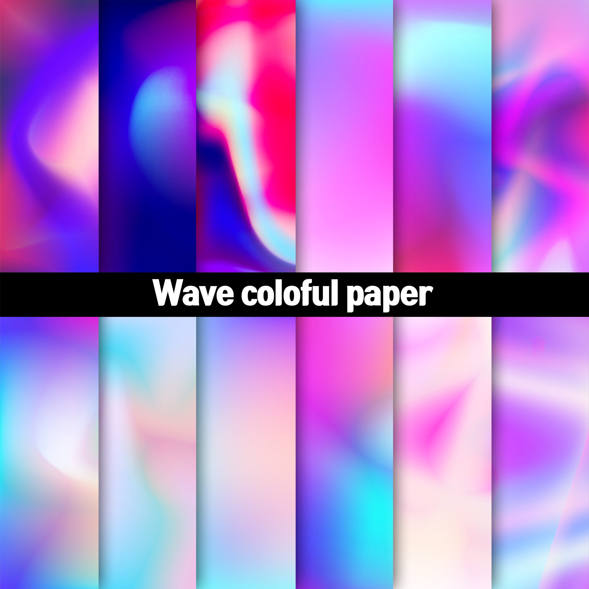 Wavy Lines Pattern, Colorful Digital Paper, Instant Download, Scrapbook ...