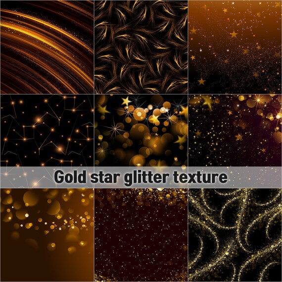 Gold Star Glitter Foil Digital Paper Glam Sparkle | Etsy