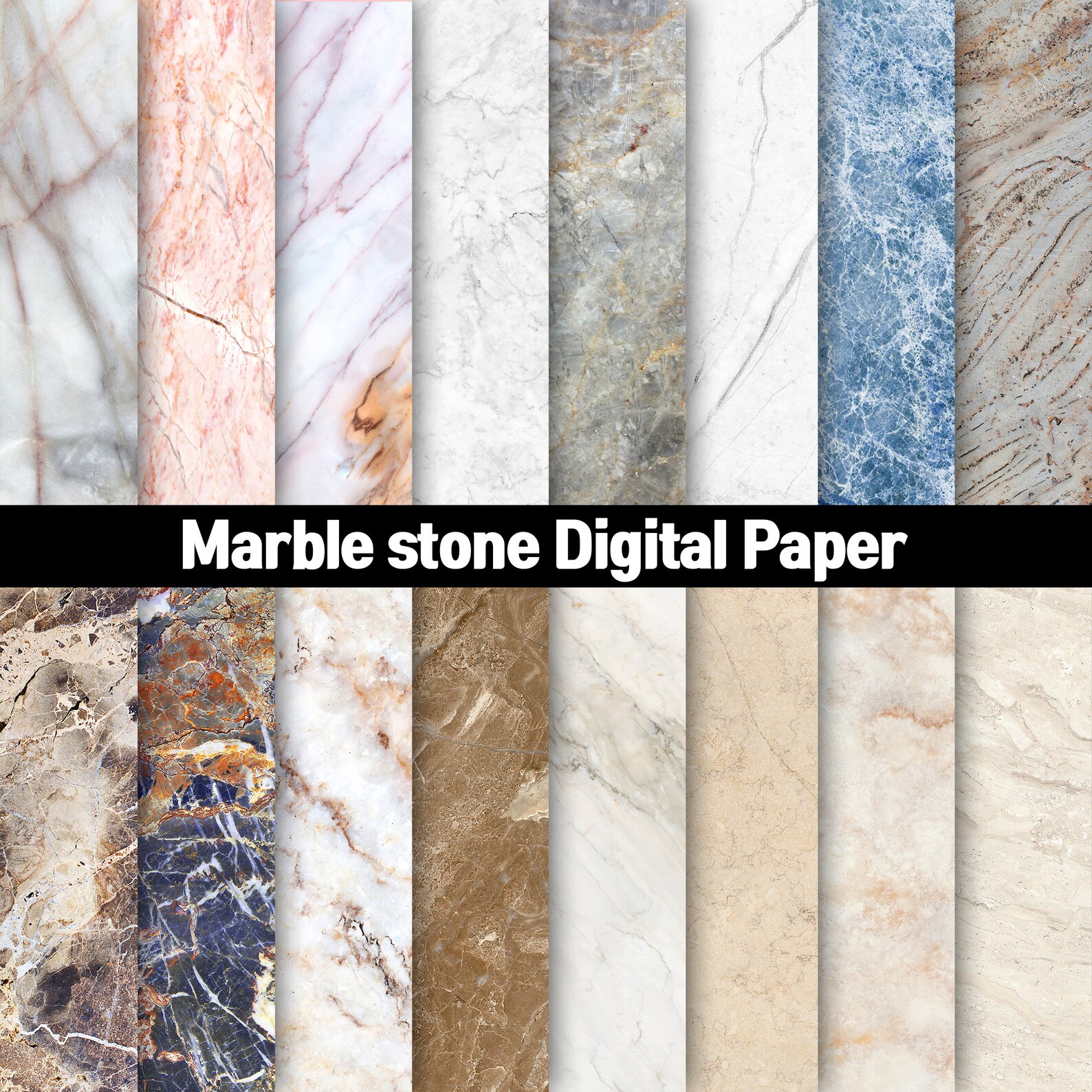 Marble Digital Paper, Stone Digital Paper, Mixed Colors Patterns ...