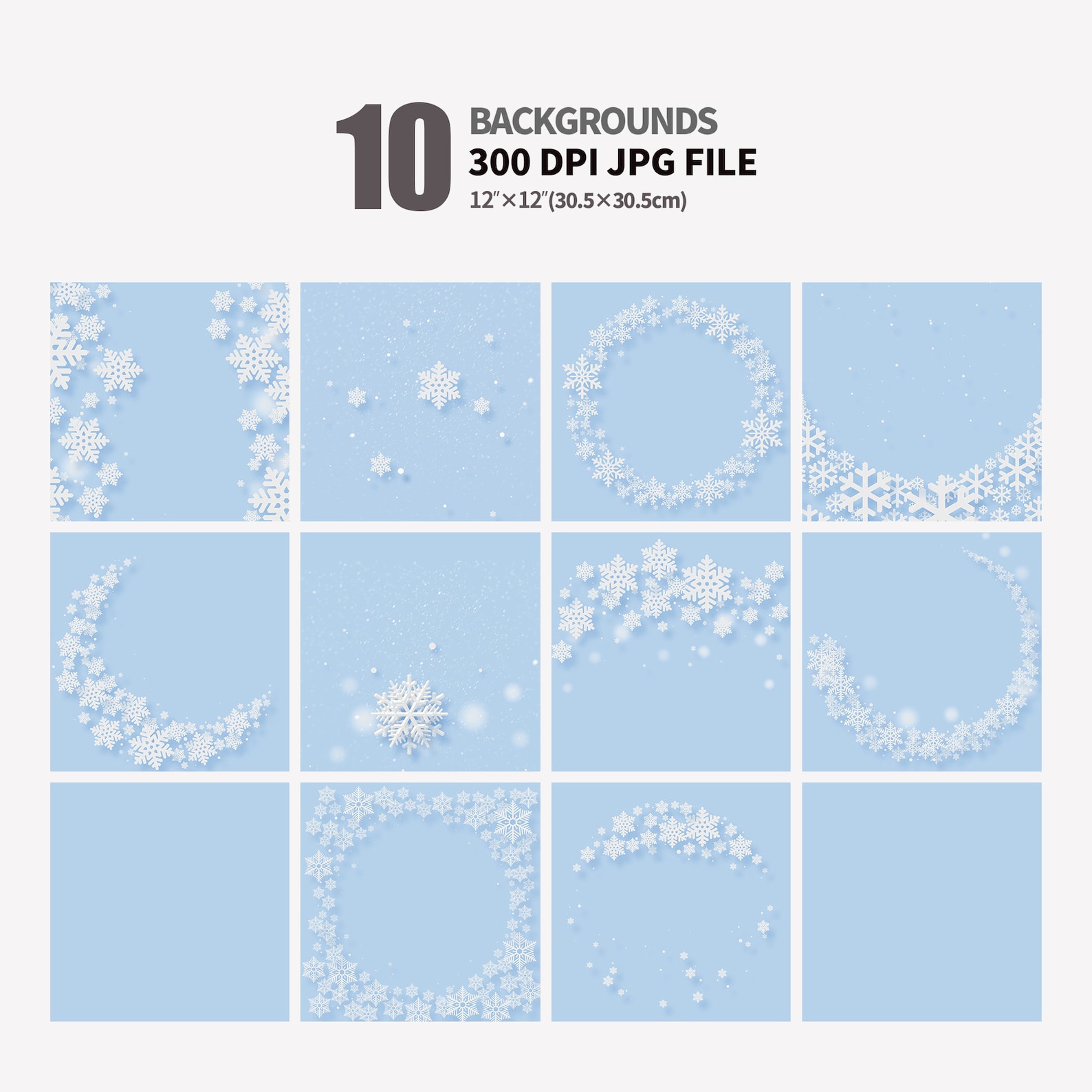 Snow Winter Digital Papers, Snow Digital Papers, Clipart, Snowflakes ...