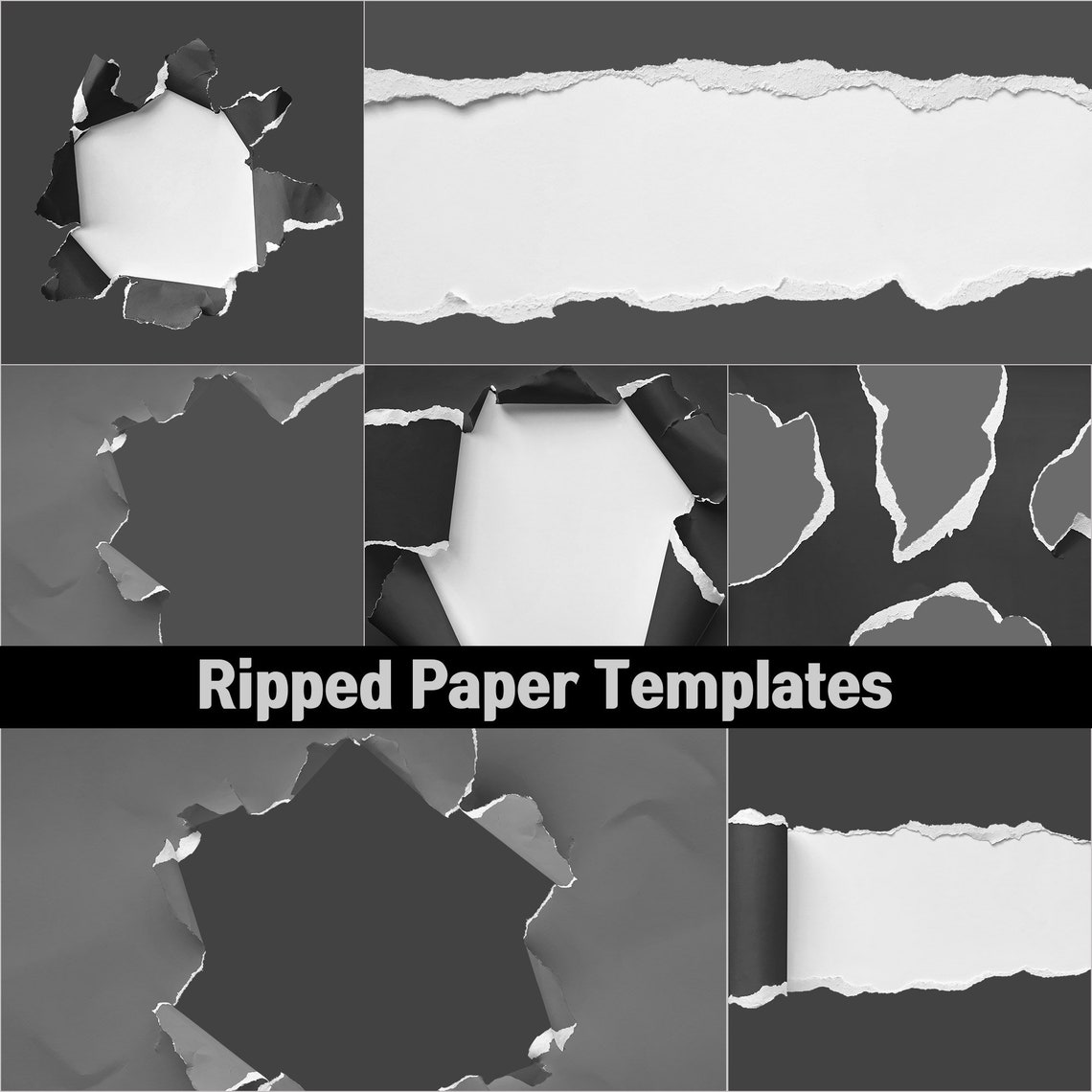 Ripped Paper Templates Paper, Worn Digital Background Templates ...
