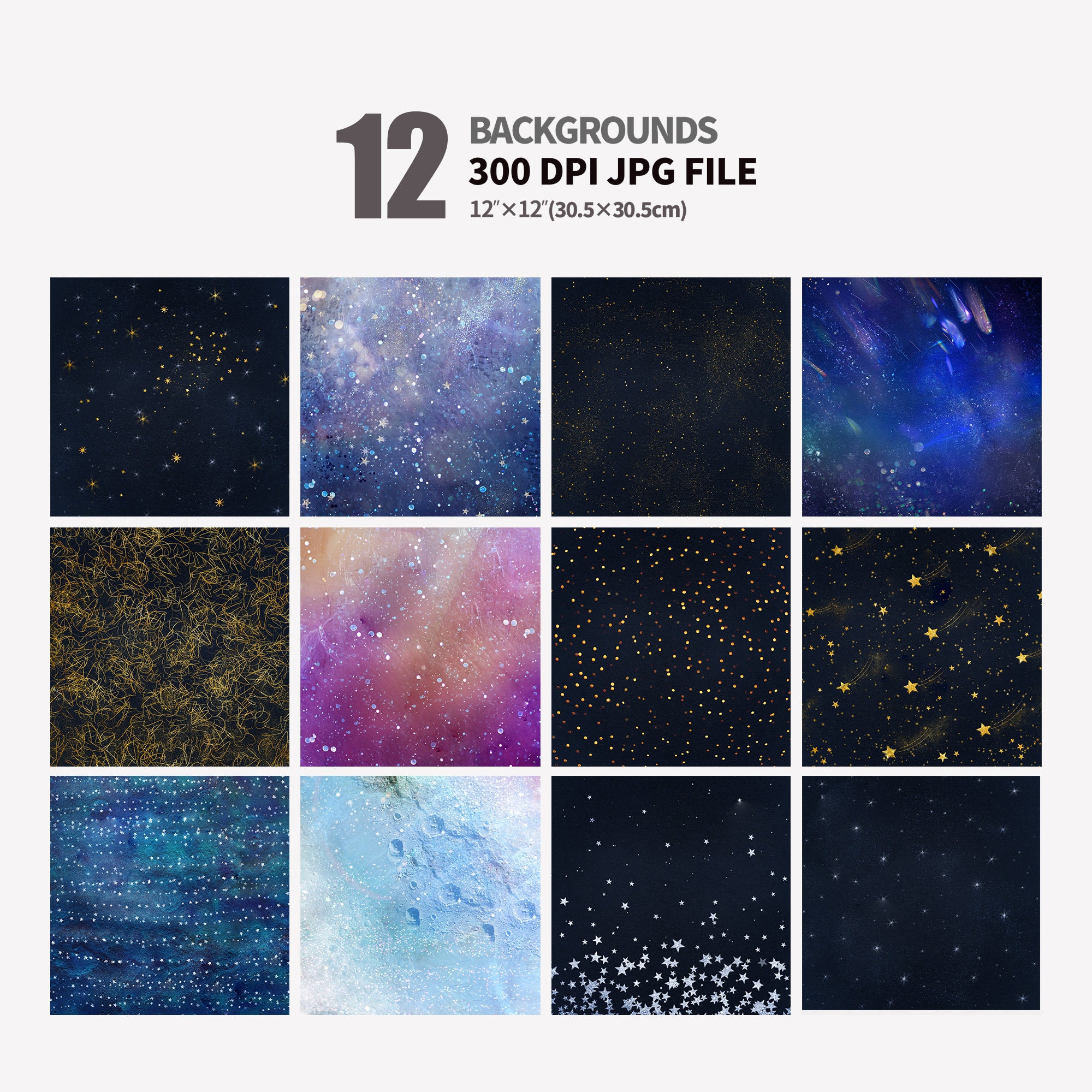 Starry Night Digital Paper, Digital Scrapbooking Kit, Night Sky Dream ...
