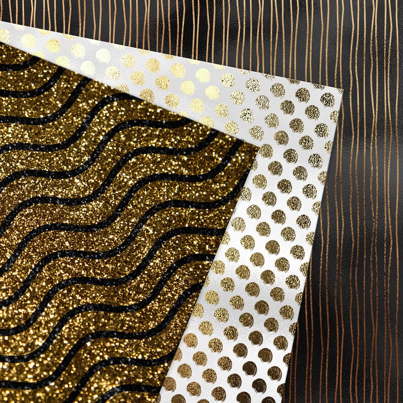 Gold Foil Digital Papers, Shape and Line, Scrapbook, Christmas Instant ...