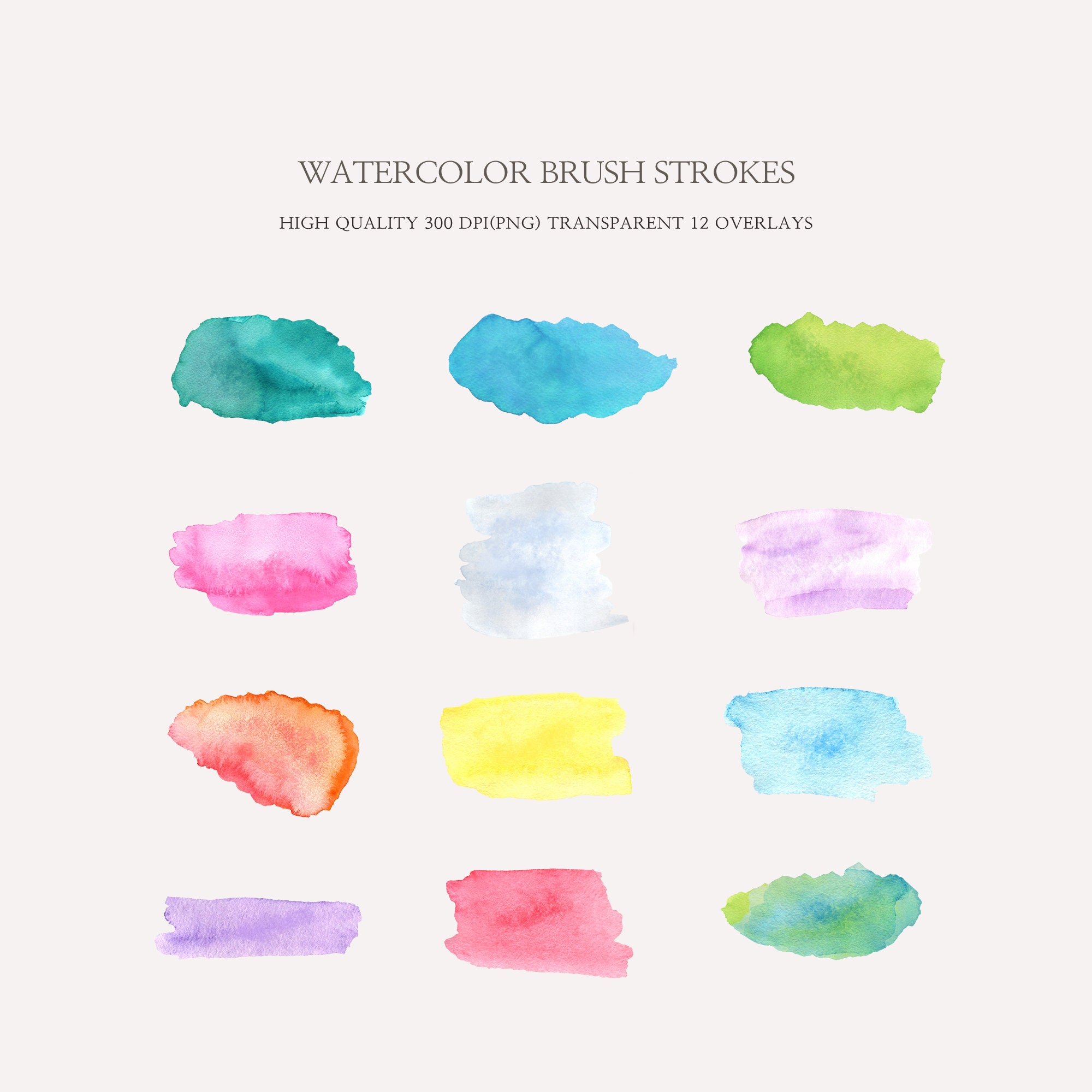 Watercolor Brush, Coloful Watercolor Splashes Clip Art, Blots ...