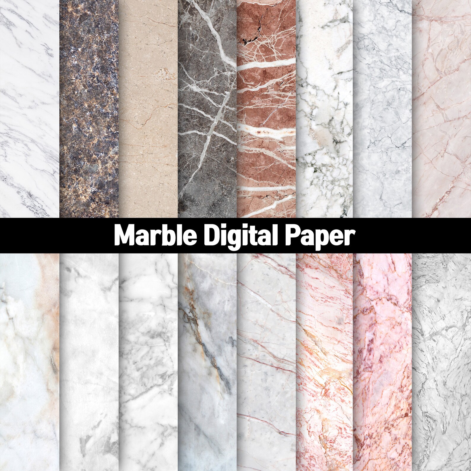 Marble Digital Paper Scrapbook White Marble Paper Marble - Etsy