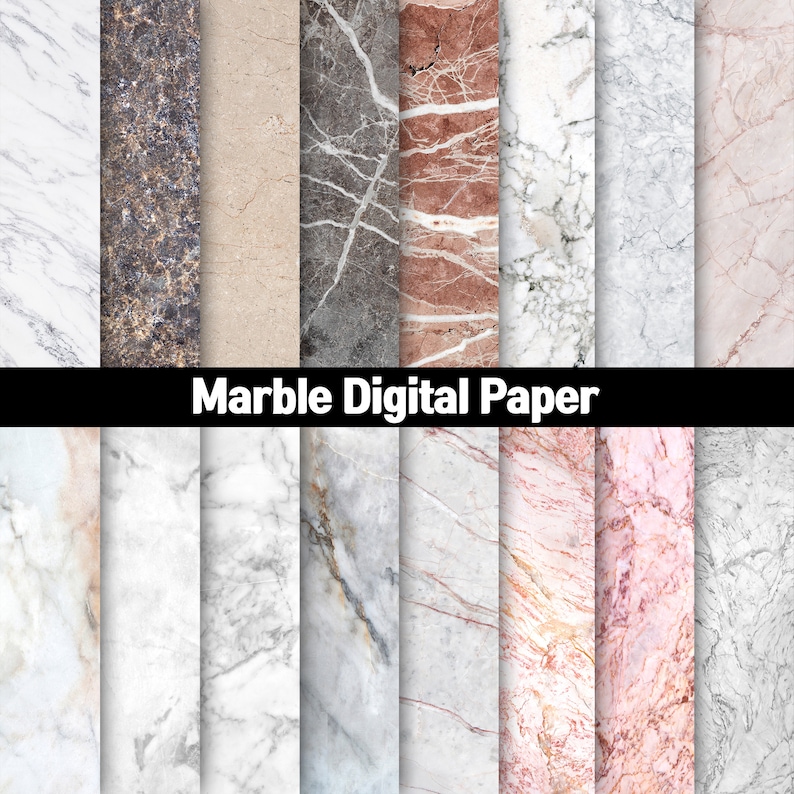 Marble Digital Paper, Scrapbook, White Marble Paper, Marble Backgrounds ...
