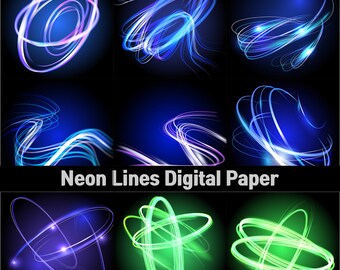 Neon Lines Digital Paper LED Lights Digital Vertical Bright - Etsy