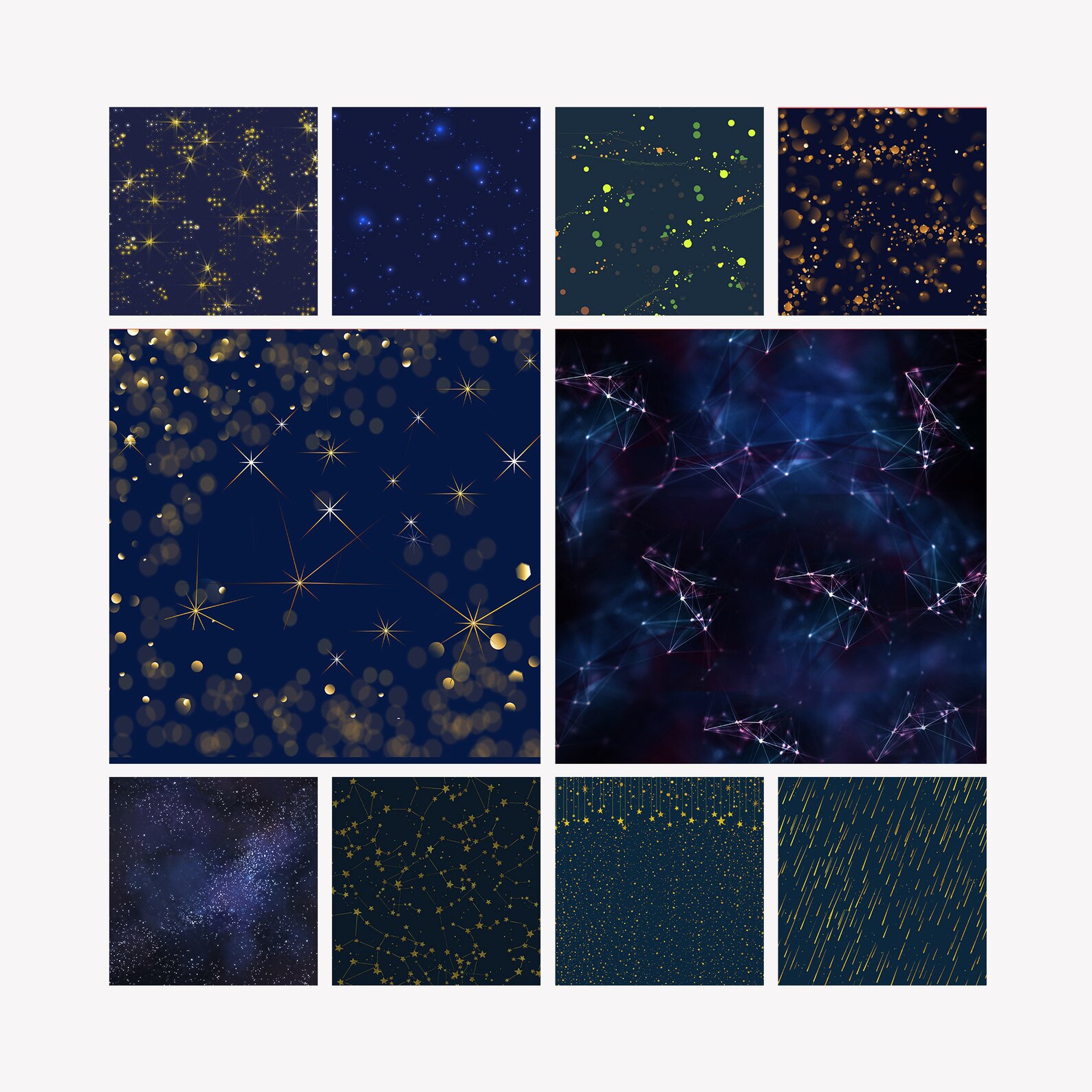 Starry Night Clipart, Gold Stars Midnight Scrapbook Digital Paper, Star ...