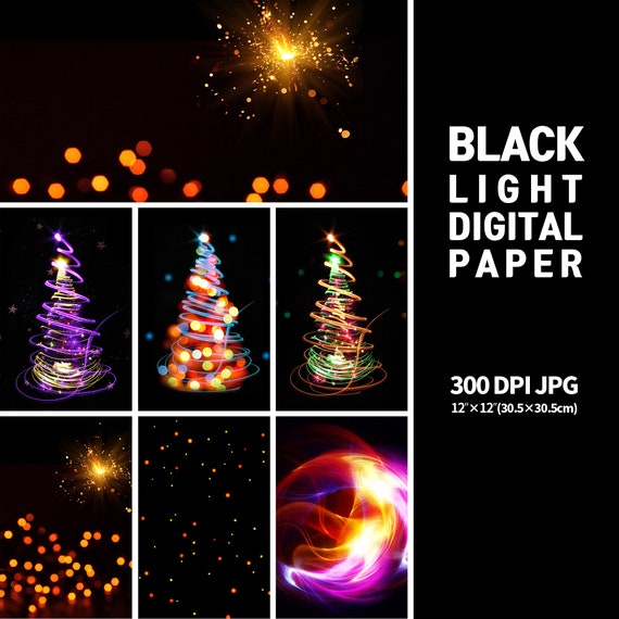 Black Light Digital Paper Christmas Tree Tree Glitter - Etsy