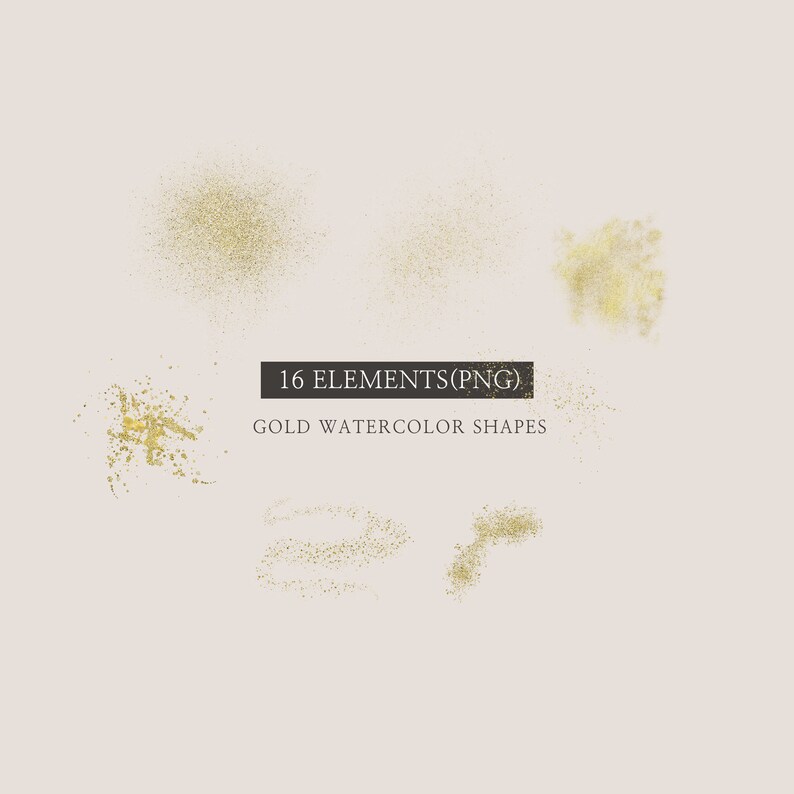 Gold Brush Strokes Clipart, Gold Glitter, Gold Confetti, Gold Splotches ...