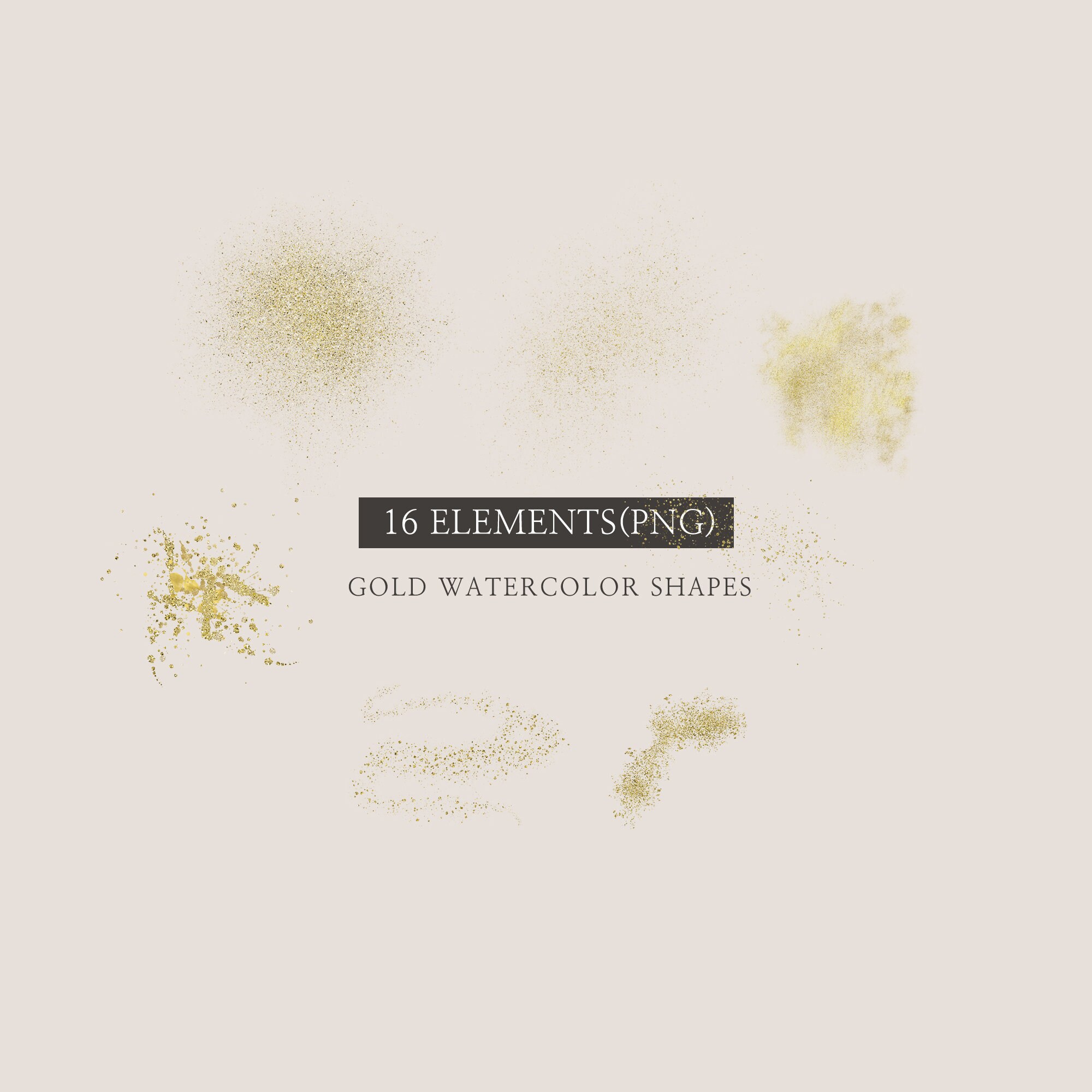 Gold Brush Strokes Clipart, Gold Glitter, Gold Confetti, Gold Splotches ...