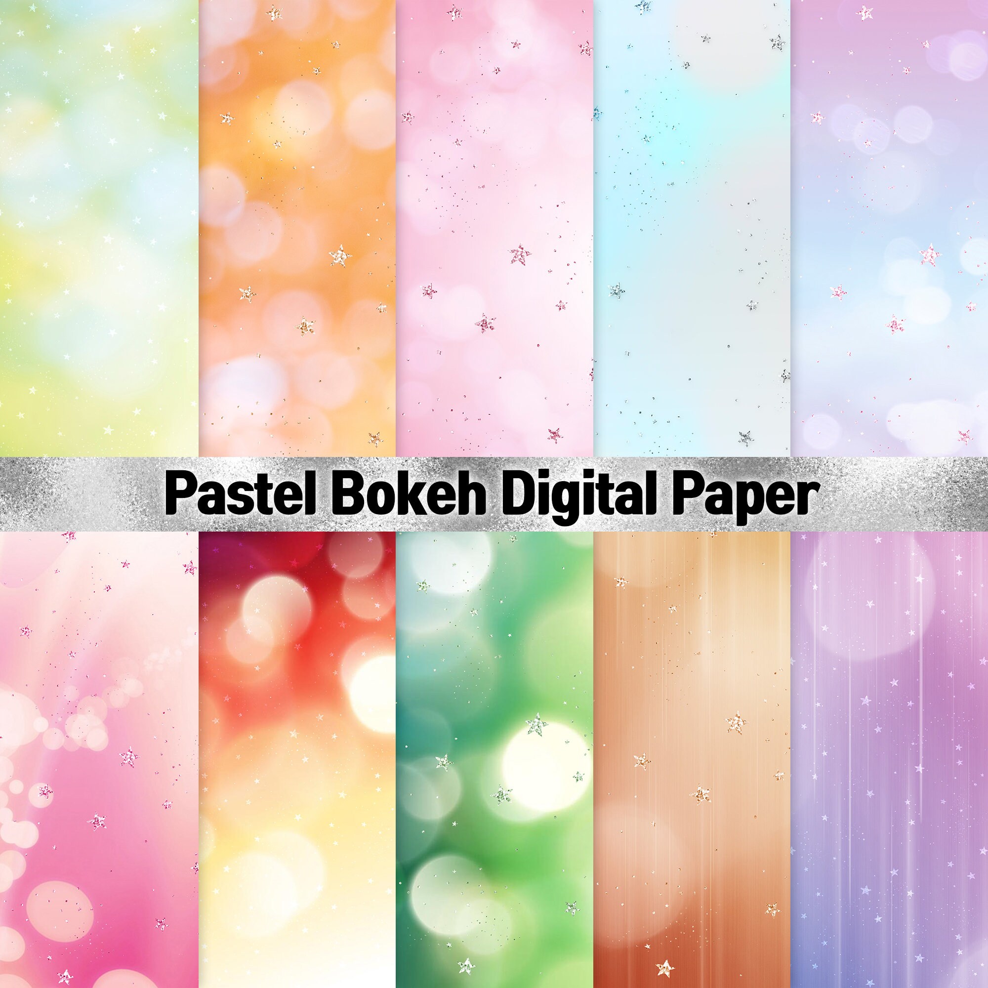 Pastel Bokeh Digital Paper Backgrounds in Gradients Instant - Etsy