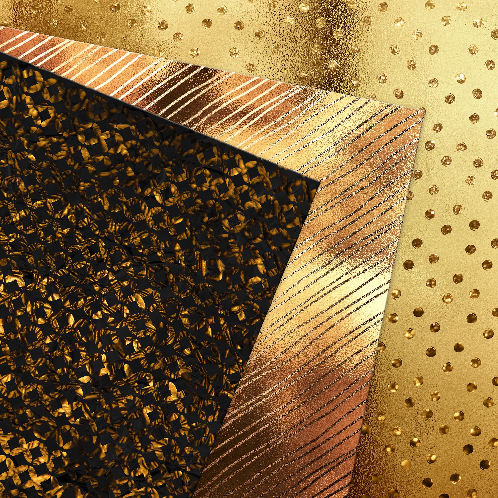 Gold Foil Digital Papers, Shape and Line, Scrapbook, Christmas Instant ...