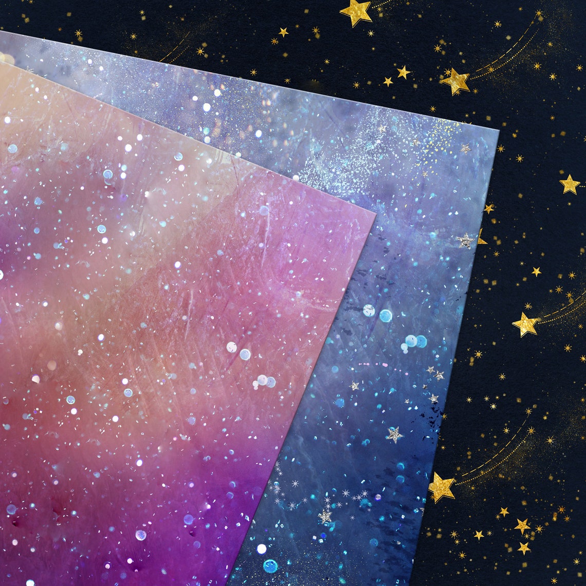 Starry Night Digital Paper, Digital Scrapbooking Kit, Night Sky Dream ...