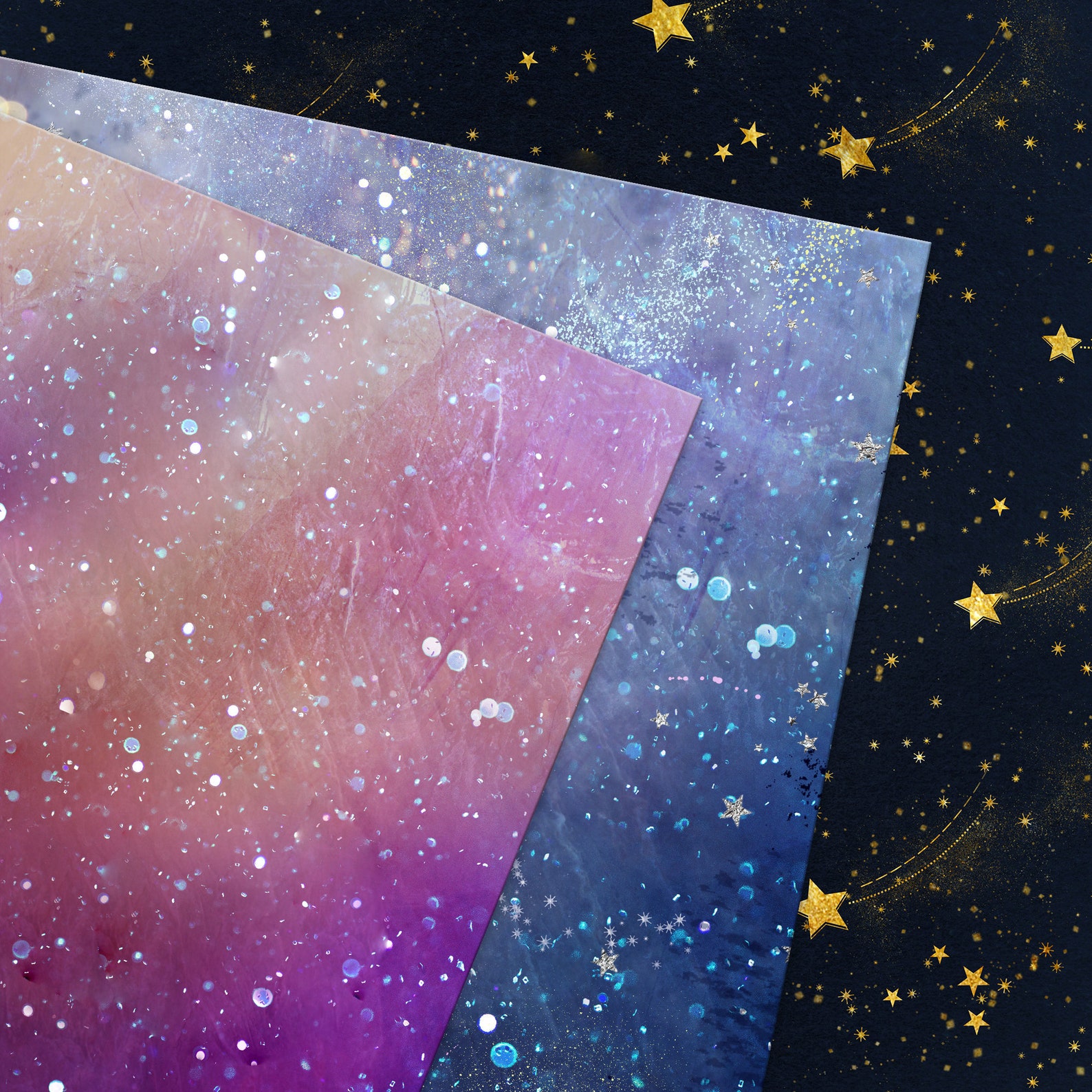 Starry Night Digital Paper, Digital Scrapbooking Kit, Night Sky Dream ...