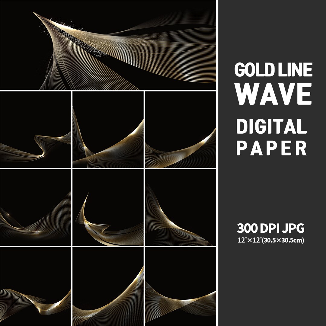 Black and Gold Collection, Line Art Modern Clipart Digital Clipart ...