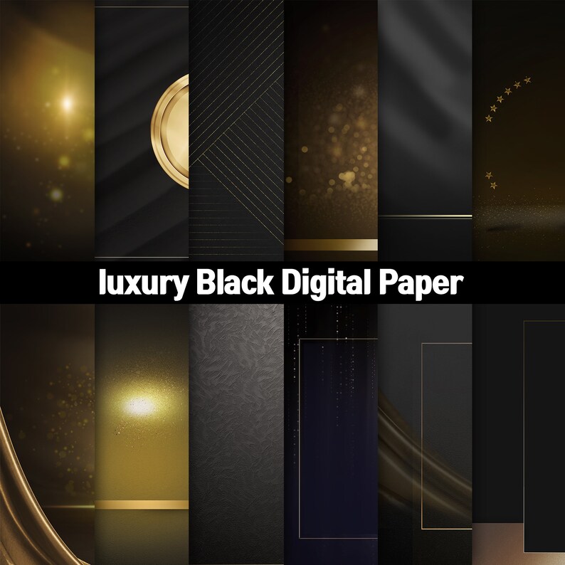 Luxury Black Digital Paper Black Scrapbook Paper Digital - Etsy
