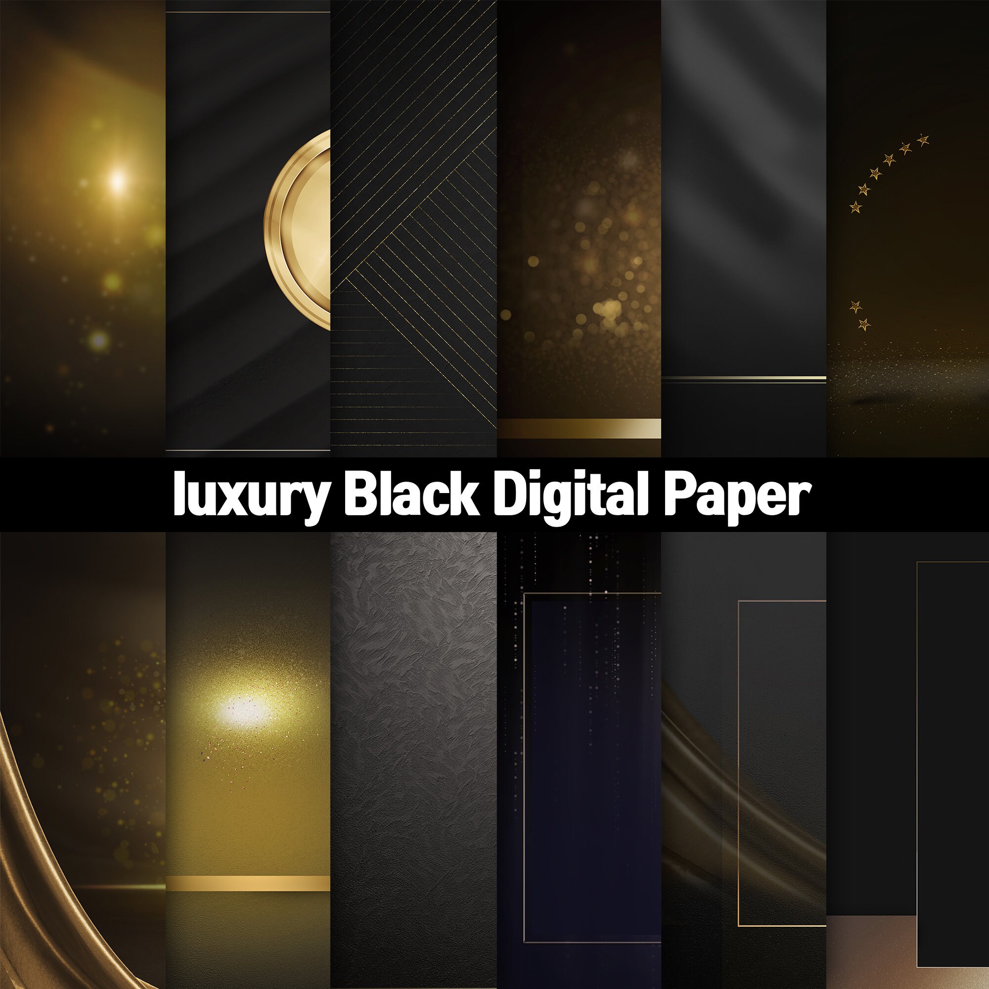 Luxury Black Digital Paper, Black Scrapbook Paper, Digital Paper - Etsy