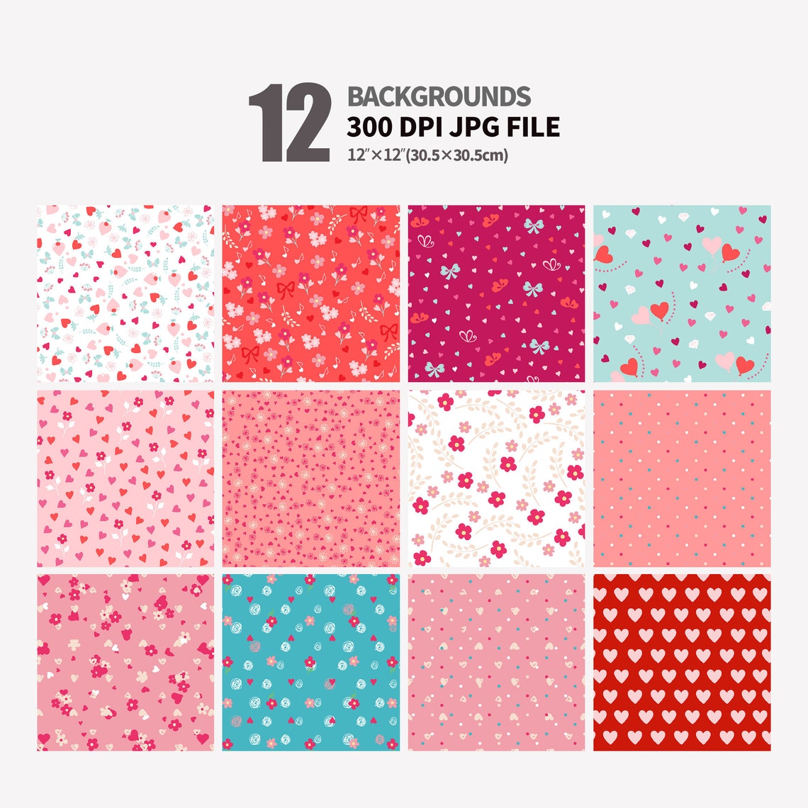 Valentine's Day Digital Paper Scrapbook Paper Love Valentine Pattern ...