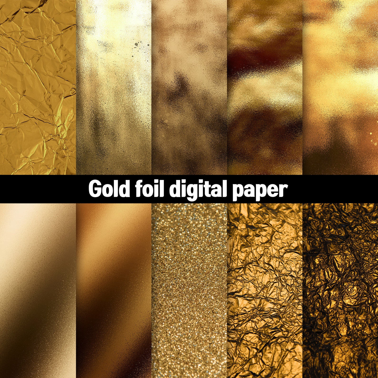 Gold Foil Digital Paper Gold Textures Gold Foil Textures - Etsy