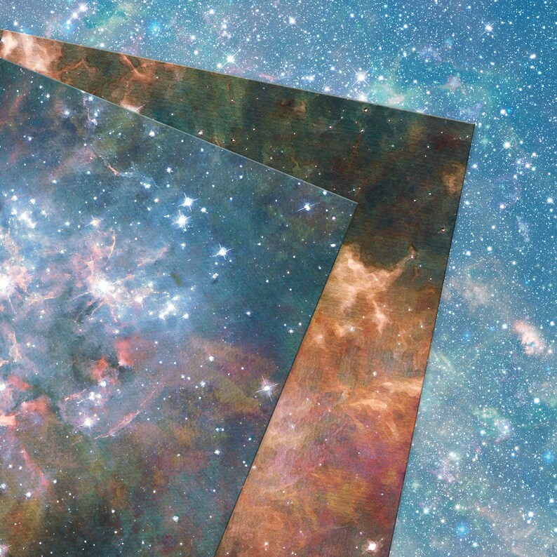 Night Sky Digital Paper, Starry Skies, Cosmic Galaxy Background, Star ...