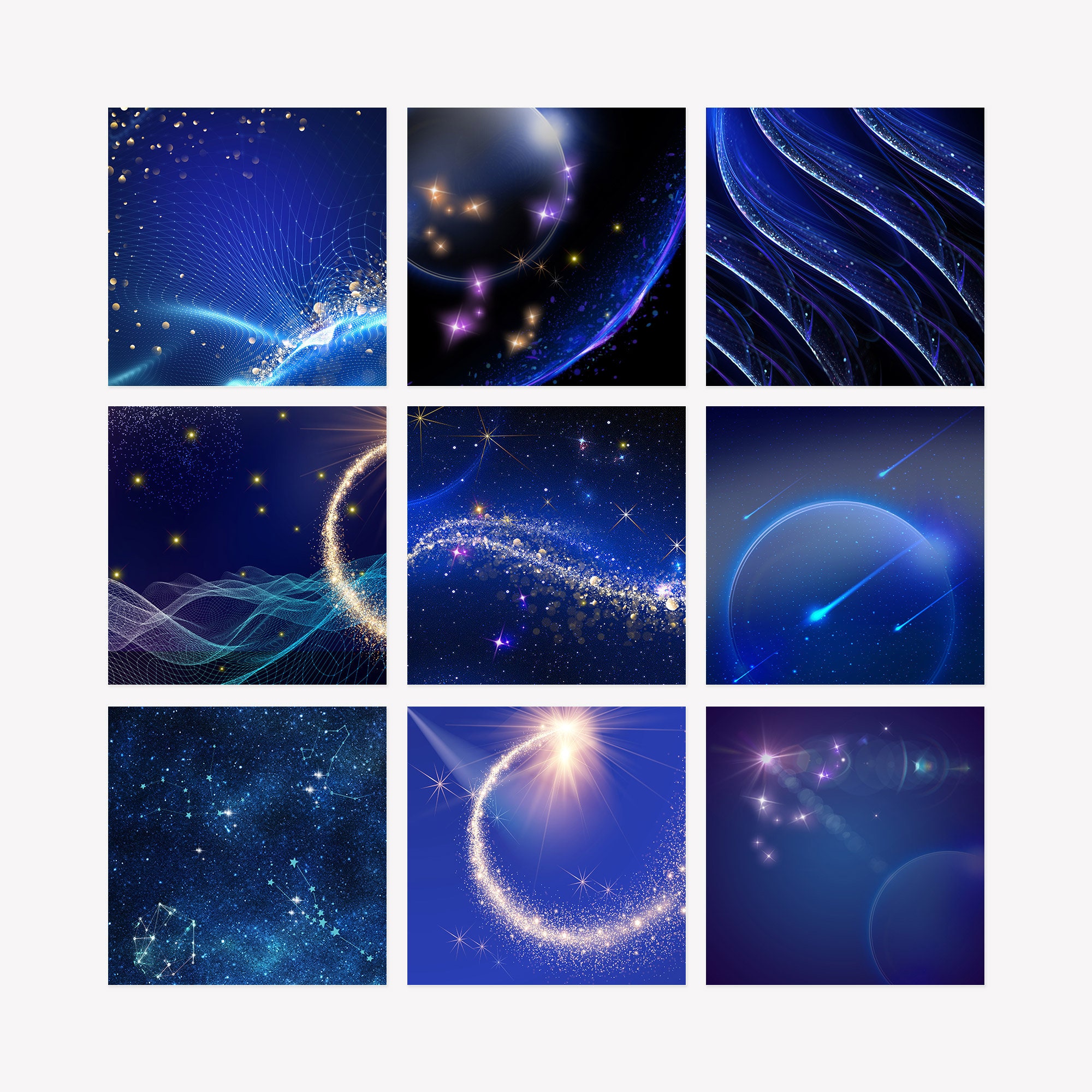 Blue Cosmic Glitter Textures: Celestial Galaxy Overlays (digital ...
