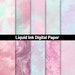 Liquid Ink Pink Digital Paper, Printable Scrapbook Paper With Ink ...
