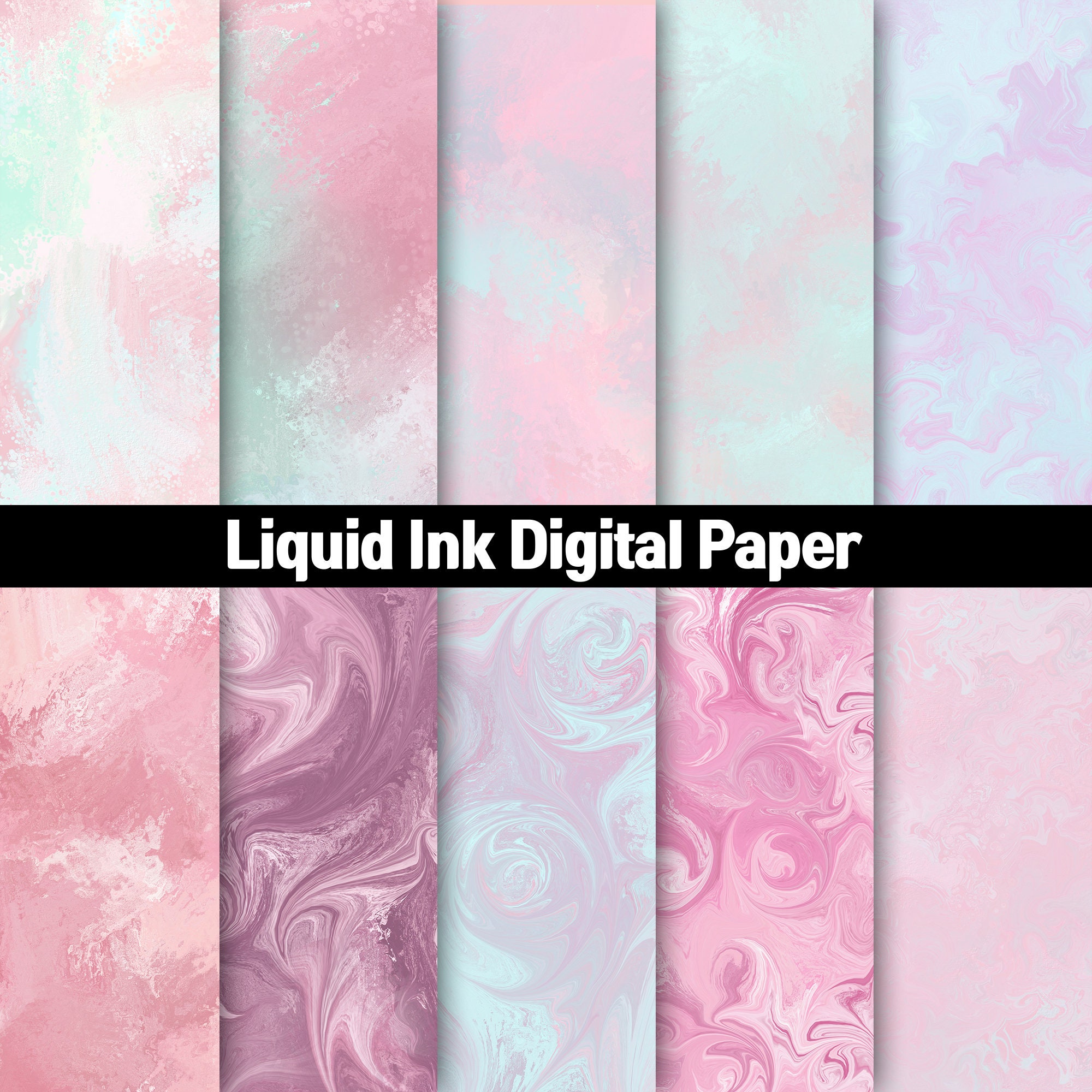 Liquid Ink Pink Digital Paper, Printable Scrapbook Paper With Ink ...