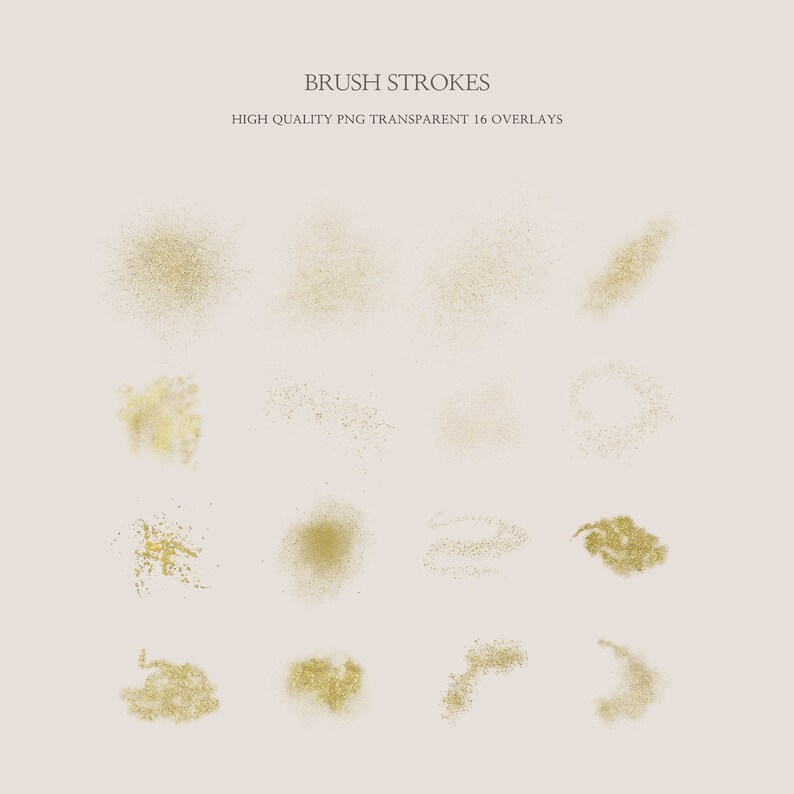 Gold Brush Strokes Clipart, Gold Glitter, Gold Confetti, Gold Splotches ...